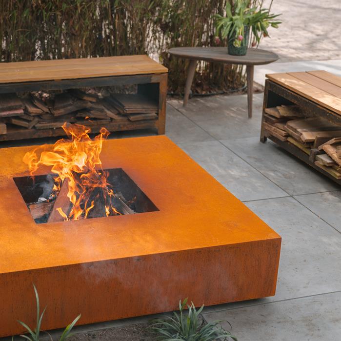 Corten Steel Quad Fire Table – Urban Grow UK Ltd