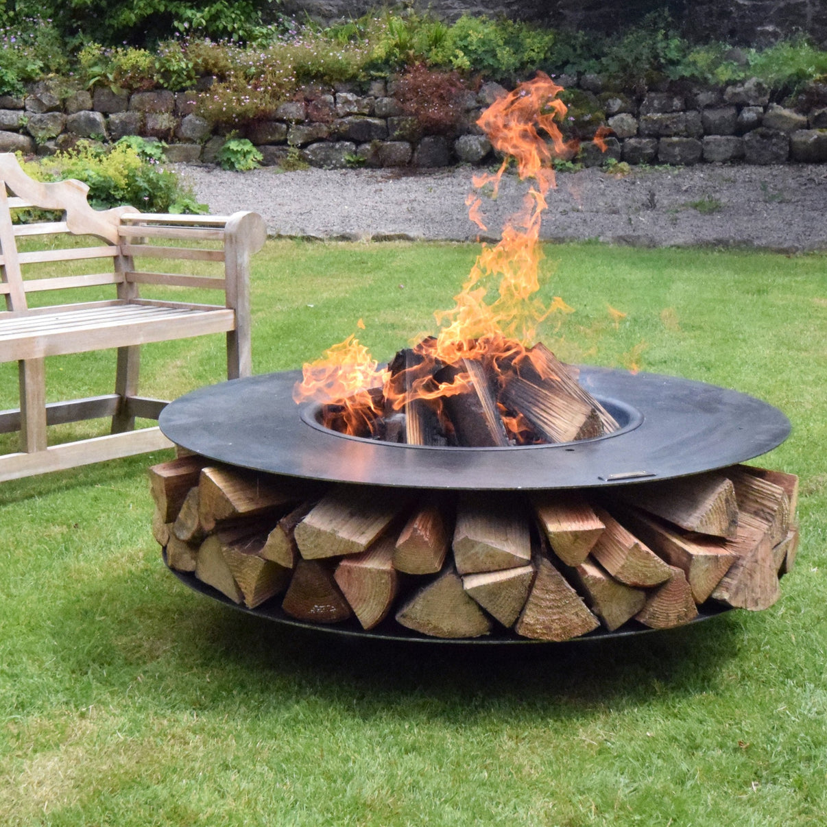 Steel Flat Ring of Logs Fire Pit 120 – Urban Grow UK Ltd