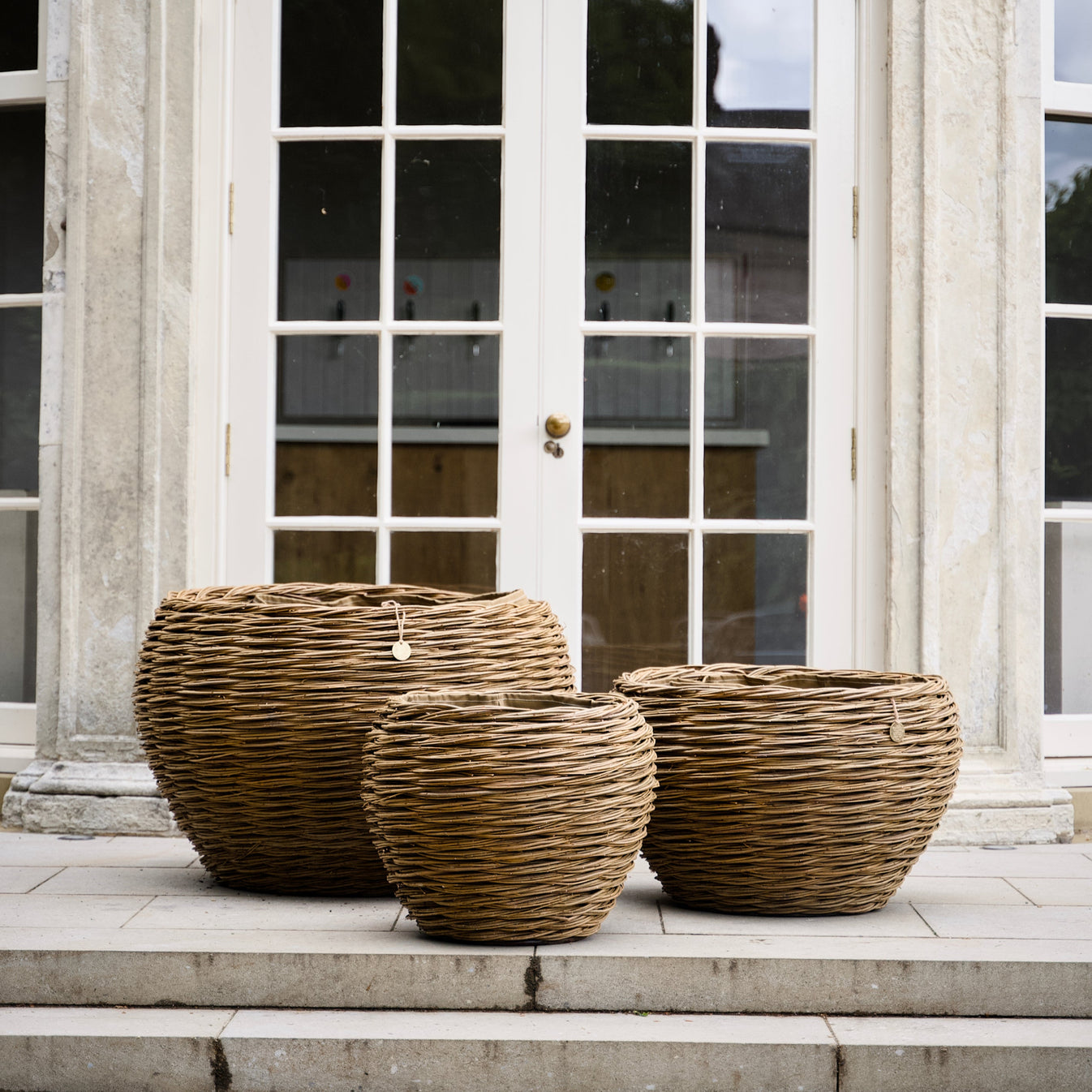 Set Of Four Woven Willow Round Planters – Urban Grow UK Ltd
